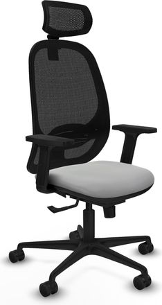 Piqueras y Crespo Stuhl mit Lendenwirbelst&uuml;tze mit 2D-Armlehnen und Kopfteil, h&ouml;henverstellbar und neigbar, ausgestattet mit 3 Positionen und Schneideschaum, Schwarz/He