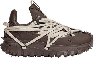 Rick Owens Moncler Trailgrip Megalace Leather Trainers, Unisex, Brown, Size: 37