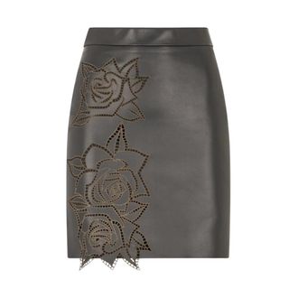 Roberto Cavalli Perforierter Rosenlederrock - - Skirts - Damen - Schwarzk - S
