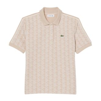 Lacoste Femme, Tops, Beige, Taille: 42 FR Polo Slim FIT EN Jacquard Avec Monogramme