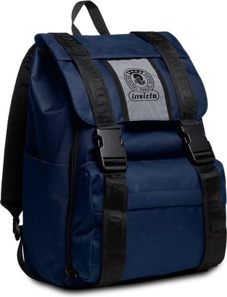 Invicta Square Rucksack f&uuml;r Schule, Uni & Freizeit, Mit Laptop- und Trinkflaschenfach, Ger&auml;umige Schultasche f&uuml;r Teenager, M&auml;dchen und Jungen, Extra Platz, bl