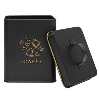 COOK CONCEPT BT6811, Elegant Metal Box for Storing Coffee, chic and modern Design, airtight for optimal Freshness, ideal for Various Foods, Black and Gold, 1L
