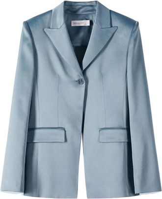 Patrizia Pepe Femme, Vestes, Bleu, Taille: 38 FR Blazer en satin avec d&eacute;coupe