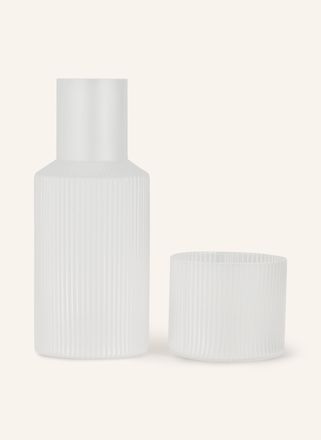 Ferm Living Ferm Living Set Ripple Small: Karaffe Und Glas weiss