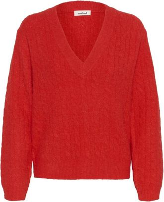 Soaked In Luxury Femme, Pulls, Rouge, Taille: 42 FR V-neck Tricots