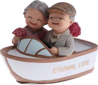 Perfeclan Süße Gartenfigur Opa und Oma auf Bank aus Harz, Geschenkidee für Weihnachten/Geburtstag - Ruderboot