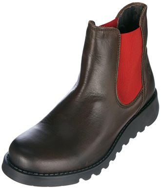 FLY London Damen Salv Chelsea Boots, Dk Brown Red Elastic, 36 EU