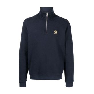 Belstaff SweaT-shirt &agrave; Logo et Demi-Fermeture &Eacute;clair - Homme - Sweatshirts et sweats &agrave; capuche - Bleu - Taille: M
