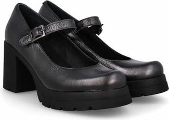 Lince Lince Merceditas Plateforme confortable | Semelle en caoutchouc | Semelle int&eacute;rieure en gel amovible | I41901 | Fabriqu&eacute; en Espagne, Cuir Flotter Plom