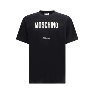 Moschino Homme, Tops, Noir, Taille: L T-Shirt en coton &agrave; imprim&eacute; graphique