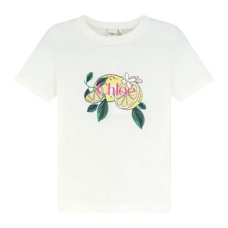Chlo&eacute; T-Shirt aus Baumwolle mit Zitronenprint - - Tops - Damen - Wei&szlig; - S