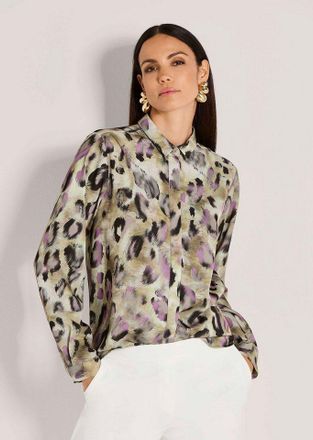 Madeleine Langarmbluse Modische Bluse mit Animal-Print Hemdkragen, verdeckte Knopfleiste, Langarm