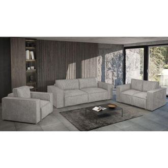 Fun M&ouml;bel Sofaset Designersofa vajana 3-2-1 Stoff Tilia Hellgrau