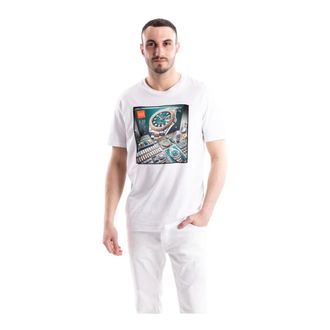 Bastille Homme, Tops, Blanc, Taille: L T-shirt &agrave; Manches Courtes et Col Rond