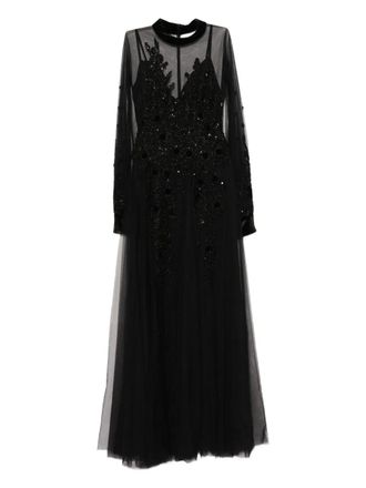 Saiid Kobeisy robe &agrave; cercles brod&eacute;s - Noir