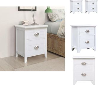 vidaXL Nachttische 2 Stk. mit 2 Schubladen Weiß - Nachtkastje - Nachttisch - Beistelltisch - Wohnzimmer Dekoration - Möbel