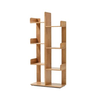 Generic Eck-B&uuml;cherregal aus massivem Holz mit 3 bis 5 Etagen, kreativ gebogenes vertikales B&uuml;cherregal, Aufbewahrungsregal for B&uuml;cher und Zeitschriften(Color 