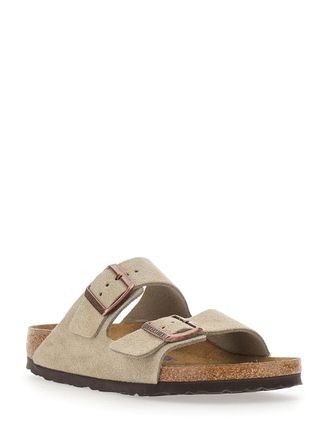 Birkenstock Womens Sandals Arizona Sfb Leve Beige Suede Sole