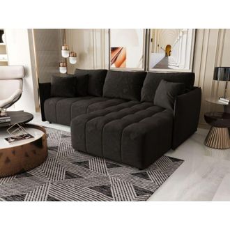 Fun Möbel Ecksofa Schlafsofa treviso Stoff Monolith Dunkelgrau Ottomane Rechts