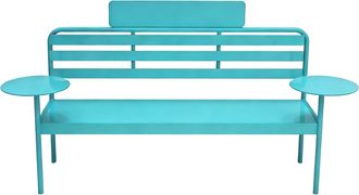 Generic Metallbank Sitzbank Outdoor Wetterfest 2 Sitzer mit R&uuml;ckenlehne und Ablagen Gartenbank Parkbank Eisen f&uuml;r Gastronomie, Balkon, Terrasse, &Ouml;ffentliche B
