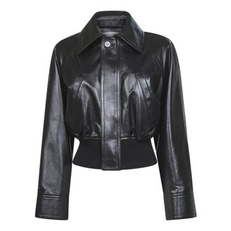 Bottega Veneta Femme, Vestes, Noir, Taille: 38 FR Veste en cuir noir &agrave; fermeture &eacute;clair Slim Fit