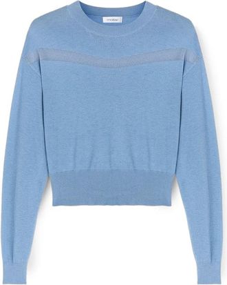 Motivi Femme, Pulls, Bleu, Taille: 38 FR Maillot avec insert transparent