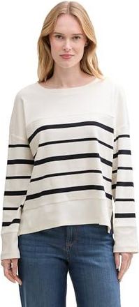 Tom Tailor 1045550 T-Shirt &agrave; Manches Longues, 37543-offwhite Blue Irregular Stripe, XXL Femmes