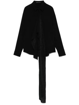 Yohji Yamamoto chemise à empiècement drapé - Noir