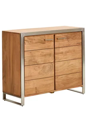 Livetastic Kommode, Akazie, Metall, Akazie, Hartholz, Holz, 1 Fächer, 100x85x40 cm, Schlafzimmer, Schlafzimmer Kommoden