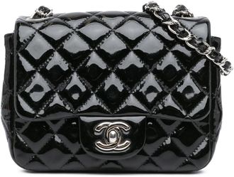 Chanel Hobo Bags - Mini Square Classic Patent Single Flap - Gr. unisize - in Schwarz - f&uuml;r Damen