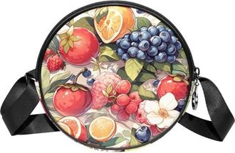 Generic Sac &agrave; bandouli&egrave;re Circle pour femme, petit sac &agrave; bandouli&egrave;re color&eacute; avec fermeture &eacute;clair, bretelles r&eacute;glables, sac &agrave; main rond d&eacute;contract&eacute; pour femme