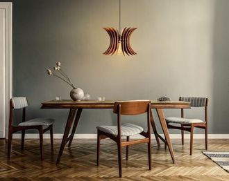 Opviq Elegant Sphere Chandelier, Walnut Color, 60 cm Height | Adjustable Cable, E27 Socket, 40W Max | Modern Scandinavian Design for Stylish Interiors