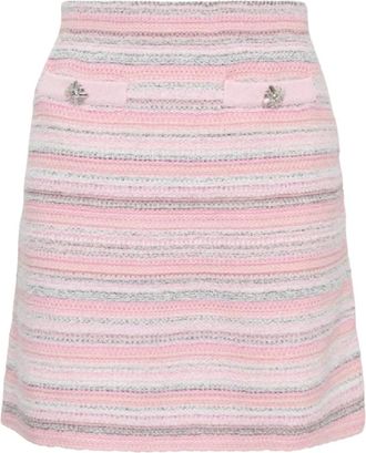 Self Portrait Femme, Jupes, Rose, Taille: 38 FR Mini-jupe textur&eacute;e en maille
