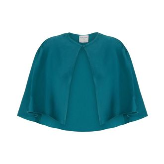 Forte_Forte Cape mit eleganten Seiden-Details - - Jackets - Damen - Blau - M