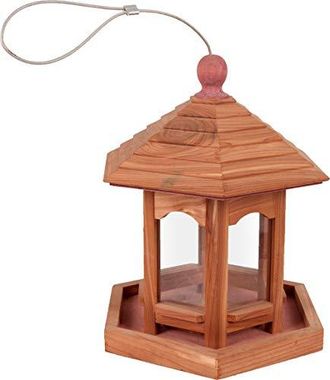 Flamingo Vogelfutterhaus - Tica Natur - 23 cm - F&uuml;r K&ouml;rner - Zedernholz & Plexiglas - Leicht zu bef&uuml;llen