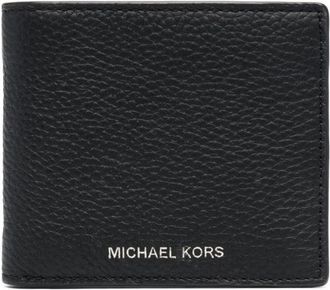 Michael Kors Homme, Accessoires, Noir, Taille: ONE Size Portefeuille fin à deux volets Hudson en cuir galet