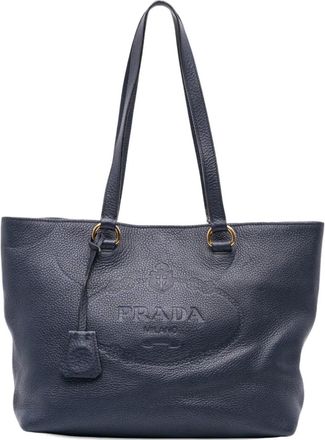 Prada sac à main Vitello Daino Canapa Logo (2013-2025) - Bleu