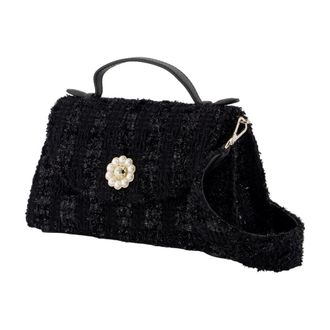 Simone Rocha Unisex Pearl-Embellished Cotton Top Handle Bag Black