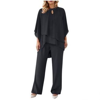 Generic Ensemble Femme Pantalon Et Haut Fluide- Vetement Ete Couleur Unie D&eacute;contract&eacute; Coupe Ample Droit Chic Et &Eacute;l&eacute;gants Confortable Respirante Irr&eacute;gulier Swi