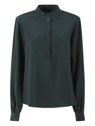 Kiton Seidenbluse mit Knopfverschluss - Grün