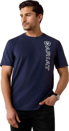 Ariat Mens Vertical Logo T-Shirt in Navy, Size 2X-Large, by Ariat