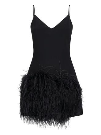 DAVID KOMA robe courte Cami &agrave; d&eacute;tails de plumes - Noir