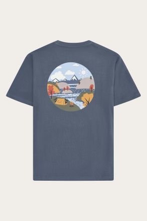 Knowledge Cotton Apparel Herren vegan T-Shirt Herren R&uuml;ckenaufdruck Vintage Indigo