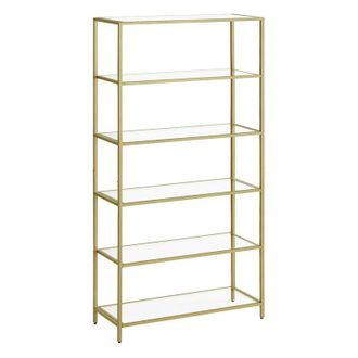 Vasagle Vasagle - tag&egrave;re en Verre &agrave; 6 Niveaux, Biblioth&egrave;que, &Eacute;tag&egrave;re de Rangement, Verre Tremp&eacute;, Facile &agrave; Monter, pour Salle de Bain, Salon, Chambre, Bureau