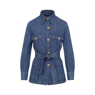 Valentino Garavani Denim Utility Jacke mit G&uuml;rtel - - Jackets - Damen - Blau - XS