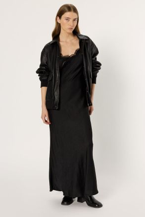 Gerard Darel Robe longue &agrave; fines bretelles et dentelle - LOU - Noir