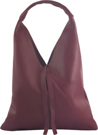 modamoda.de T260 Damen Leder Schultertasche Shopper Elegant Alltagstauglich handmade in Italy, Farbe:Rubinrot