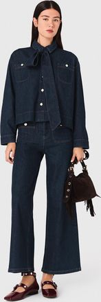 Maje Jeanshemd Mit Lavallière - Marineblau - Maje