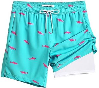 Maamgic Homme Short de Bain 2 en 1 à séchage Rapide avec Doublure | Séchage Rapide Short de Natation décontracté Boardshorts avec Pantalon intérieur et Poche,