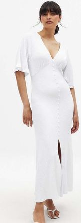 NA-KD Robe mi-longue boutonn&eacute;e - Blanc